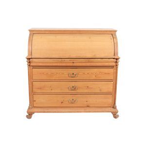 Scandinavian Stripped Pine Cylinder Bureau - Desks - Secretaires and Bureaux - Furniture