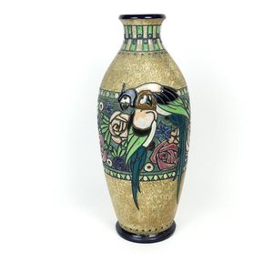 Exotic Bird and Flower Amphora Vase - Amphora porcelain - Ceramics