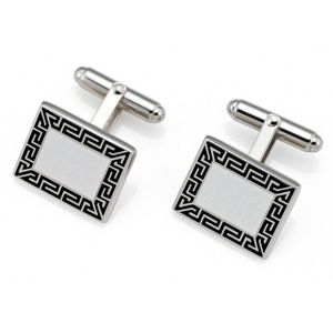 Silver and Enamel Greek Key Cufflinks - Cufflinks & Studs - Jewellery