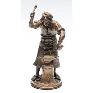 Bronze Blacksmith Figure, 27cm Height, 'Friedland' Marked - Figures ...