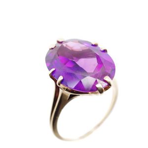 10k Siffari Yellow Gold Ring with Synthetic Sapphire - Rings - Jewellery