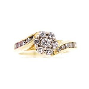 18ct Yellow Gold Diamond Cluster Ring, Size M - Rings - Jewellery