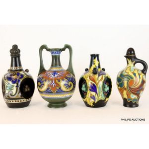 Art Deco Gouda Pottery Decanters and Vase Set - Gouda - Ceramics