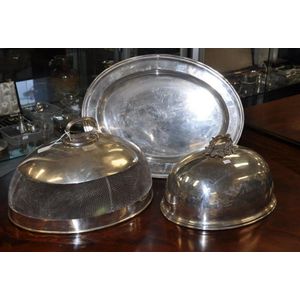Antique silver plate meat covers, food covers, dish covers cloche ...