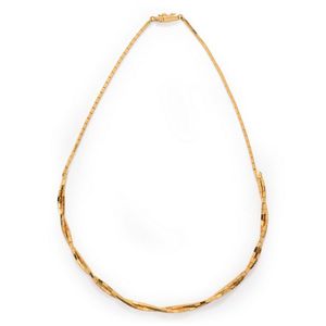 18ct Gold Twisted Box Chain Necklace - 430mm Length - Necklace/Chain ...