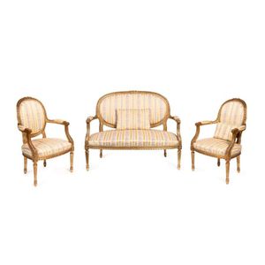 Louis XVI Carved Wood Drawing Room Suite - Seating - Lounges, Settees ...