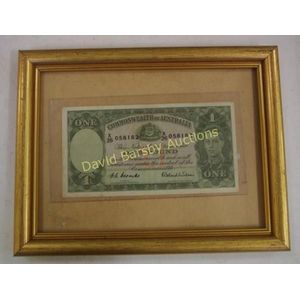 Australian One Pound Note in Elegant Frame - Notes & Scrip ...