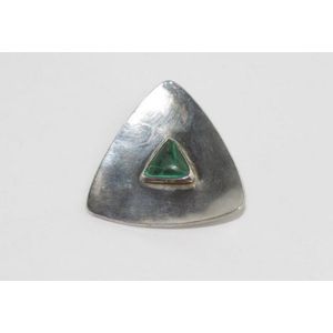Silver Malachite Triangle Brooch - Brooches - Jewellery