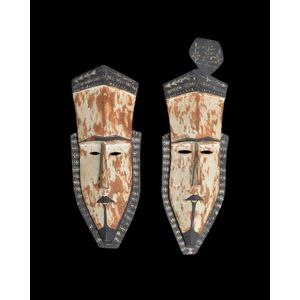 Micronesia Carved Wood Masks with Pigments - New Guinean - Tribal