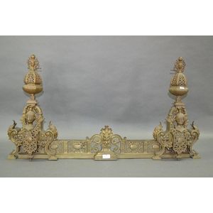 French Bronze Fire Guard with Mask Heads and Knights - Structural ...