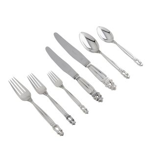 Georg Jensen 'Acorn' Sterling Silver Flatware Service for Six ...