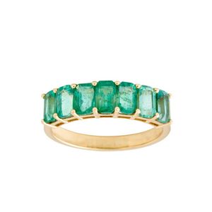 Emerald ring, composed as line of rectangular-cut emeralds,… - Rings ...
