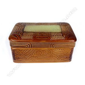 Crown Lynn Rauponga Trinket Box with Mask Decoration - Crown Lynn ...