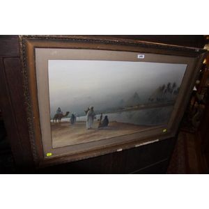 "Egyptian Scene" by Roy Leitch - Watercolours, Other Works on Paper - Art