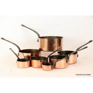 7-Piece Copper Saucepan Set with Steel Handles - Copper - Metalware