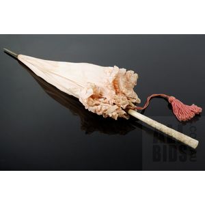 Antique Japanese Ivory-handled Parasol with Stains - Ivory - Oriental