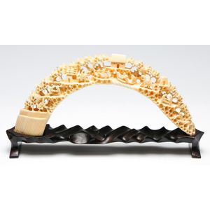 Carved Chinese ivory tusks and ivory tusk bridges - price guide and values