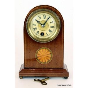 Edwardian Sheraton Revival Mantel Clock, Mahogany Dome, Enamel Dial ...