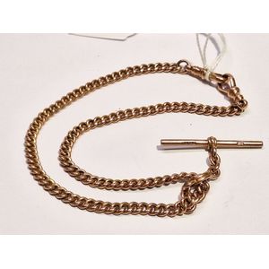 Victorian 9ct Gold Fob Chain with T-Bar End, 27.7g - Necklace/Chain ...