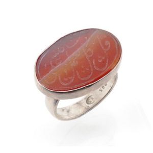 Islamic Carnelian Silver Signet Ring with SK 925 Marking - Rings ...