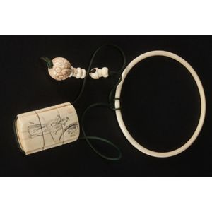 Meiji Ivory Inro and Ojime with Scholar and Bird - Inro - Oriental