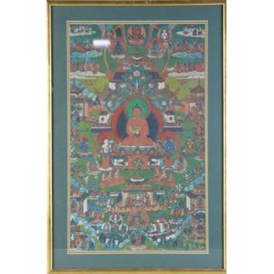 Tibetan Thangka in Framed Display - Textiles & Costume - Oriental