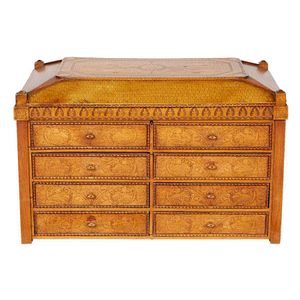 Antique Austrian Pokerwork Box, 1800s - Boxes - Writing, Sewing, etc ...