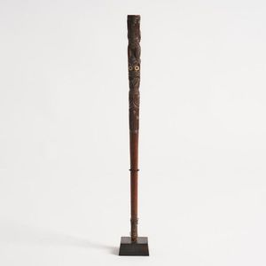 Te Arawa Whakairo Rakau with Rare Heni-Ruru Depiction - New Zealand ...