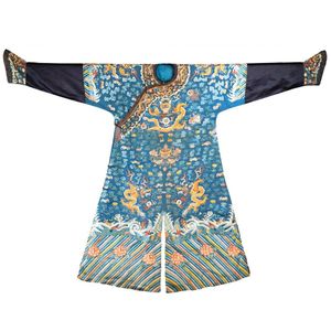 Qing Dynasty Chinese Imperial Blue-Ground Silk Dragon Robe - Textiles ...