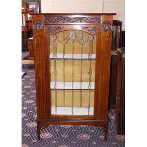 Edwardian Mahogany Display Cabinet with Leadlight Front - Cabinets ...
