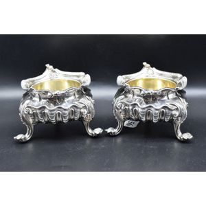 Set of four antique sterling silver salt cellars or dishes - price ...