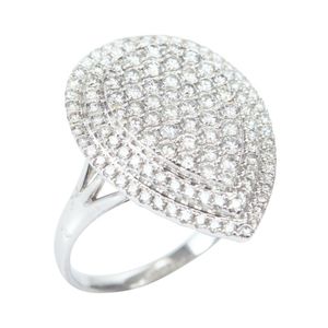 Pave Diamond Cluster Ring in 18ct White Gold - Rings - Jewellery