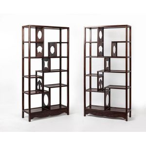Chinese Black Open Bookcases - Furniture - Oriental