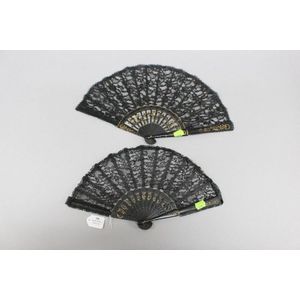 Black Lace French Fans - 20cm (2) - Fans - Costume & Dressing Accessories