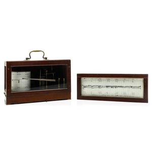 Antique Barograph with Graph Display and Accessories in Timber Casing ...