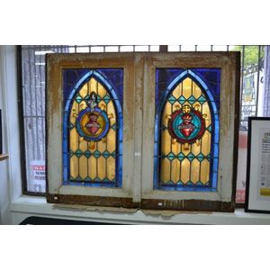 Rare & impressive antique French stained glass window with ...