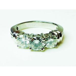 Triple Diamond Ring in 18ct White Gold - Rings - Jewellery