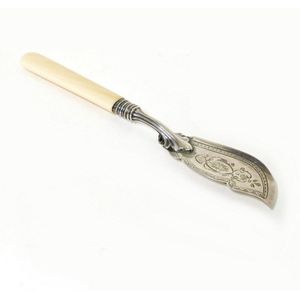 Victorian Engraved Silver Butter Knife with Ivory Handle - Flatware ...