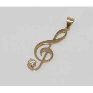 Golden Treble Clef Pendant with Glass Detail - Pendants/Lockets - Jewellery