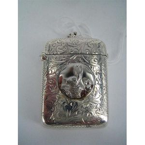 Victorian Silver Match Case with Rabbit Cameo - Smoking Accessories ...