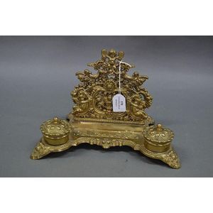 Antique brass ink wells and ink stands - price guide and values