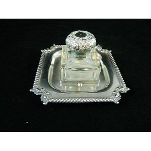 Silver Plated Ink Stand and Bottle Set - Writing - Inkwells & inkstands ...