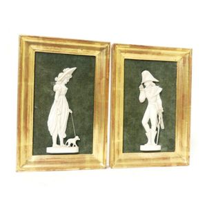 French Ivory Miniature Couple in Gilt Frames - Miniatures & Silhouettes ...