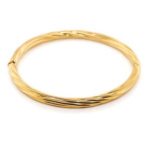 9ct Gold Twist Bangle with Hinge and Box Clasp - Bracelets/Bangles ...