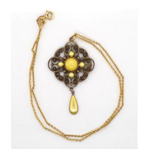Norwegian Silver Enamel Pendant on Gold Chain - Pendants/Lockets ...