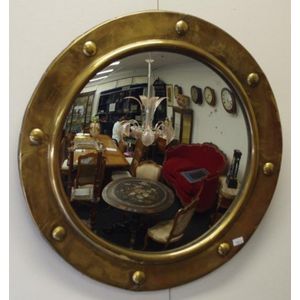 Arts and Crafts Brass Roundels Convex Mirror - Mirrors - Overmantlel ...