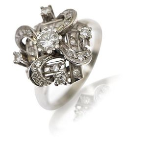 Stunning 0.85ct Diamond Cluster Scroll Ring in 18ct White Gold - Rings ...