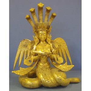 Tibetan Gilt Metal Naga-Kanya Figure - 42cm - Zother - Oriental