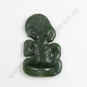 18th Century Hei Tiki with Rose Gold Repair Brace - New Zealand Maori ...