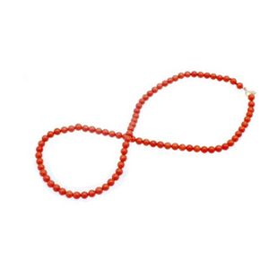 Italian red coral bead necklace with 9ct gold clasp, 40cm - Necklace ...
